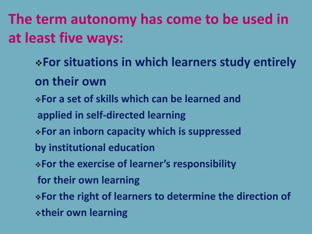 Developing Learner Autonomy in an EFL context_3 | PPTX | Educational ...