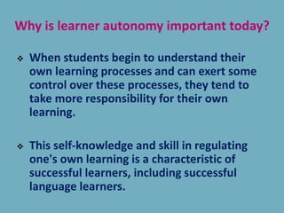 Developing Learner Autonomy in an EFL context_3 | PPTX