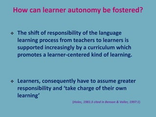 Developing Learner Autonomy in an EFL context_3 | PPTX
