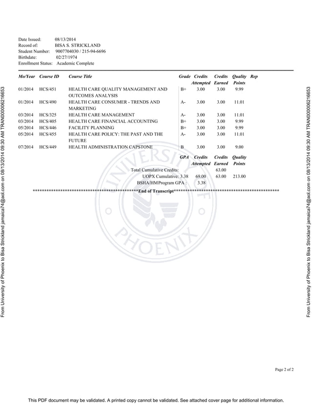 completed-transcript-University of Phoenix | PDF | Professional School ...