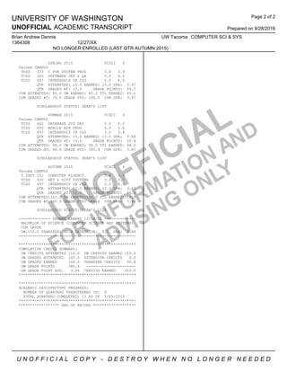 UWUnofficialTranscript | PDF | Undergraduate Education | College Education