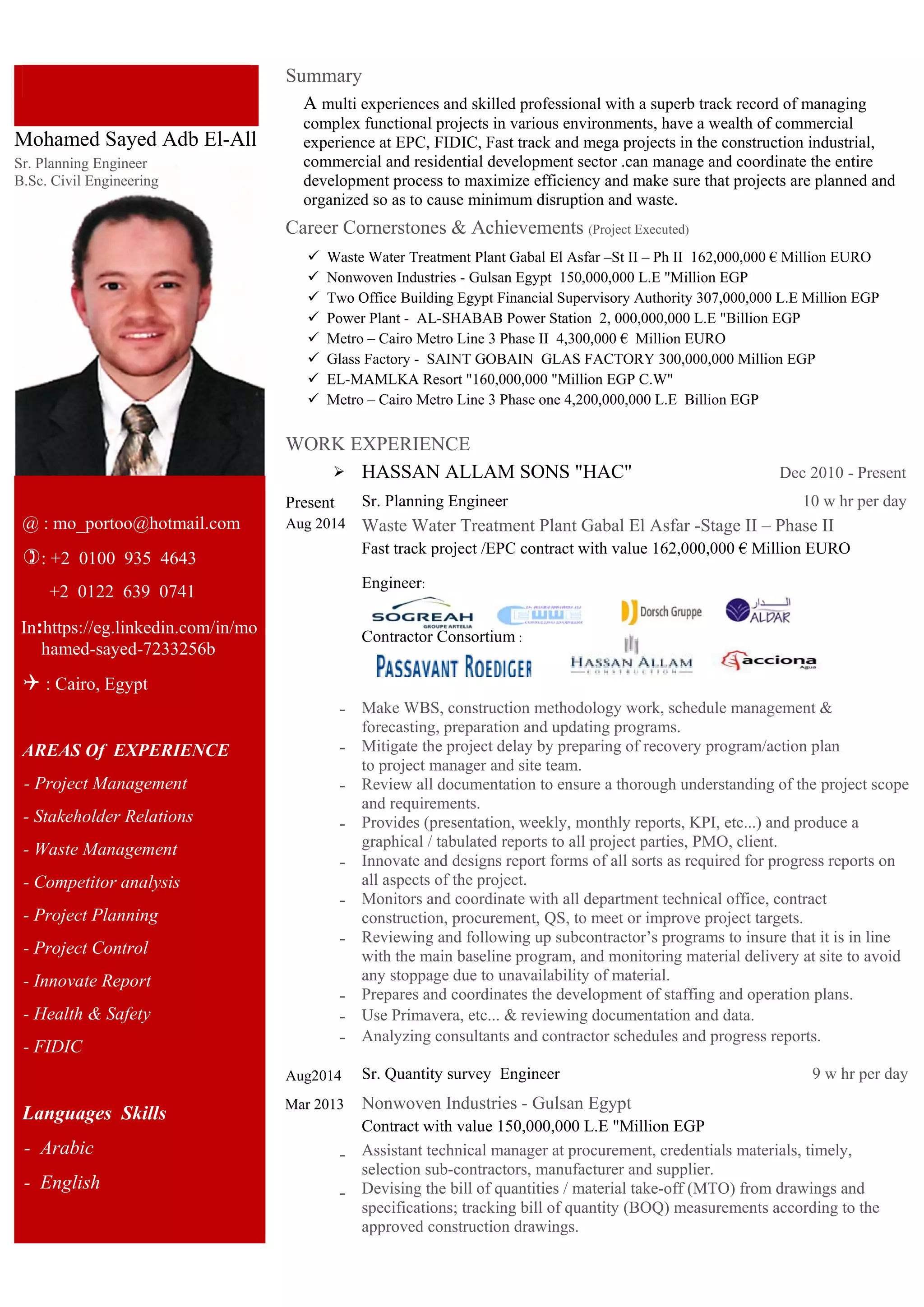 Eng.Mohamed Sayed Resume R3 | PDF | Civil Engineering Industry | Industries