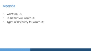 SQL Azure DB - BCDR | PPT