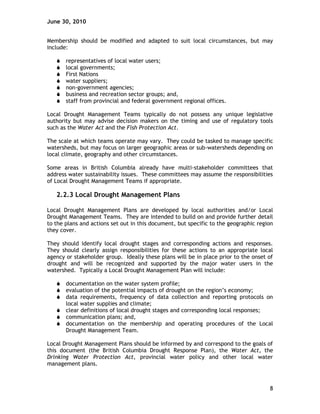 British Columbia Drought Response Plan | PDF
