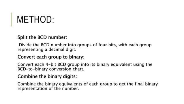 BCD TO BINARY CONVERSION IN DIGITAL LOGIC DESIGN.pptx