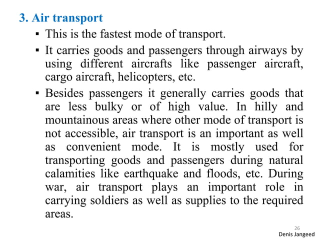 Basic Civil Engineering notes on Transportation Engineering, Modes of ...