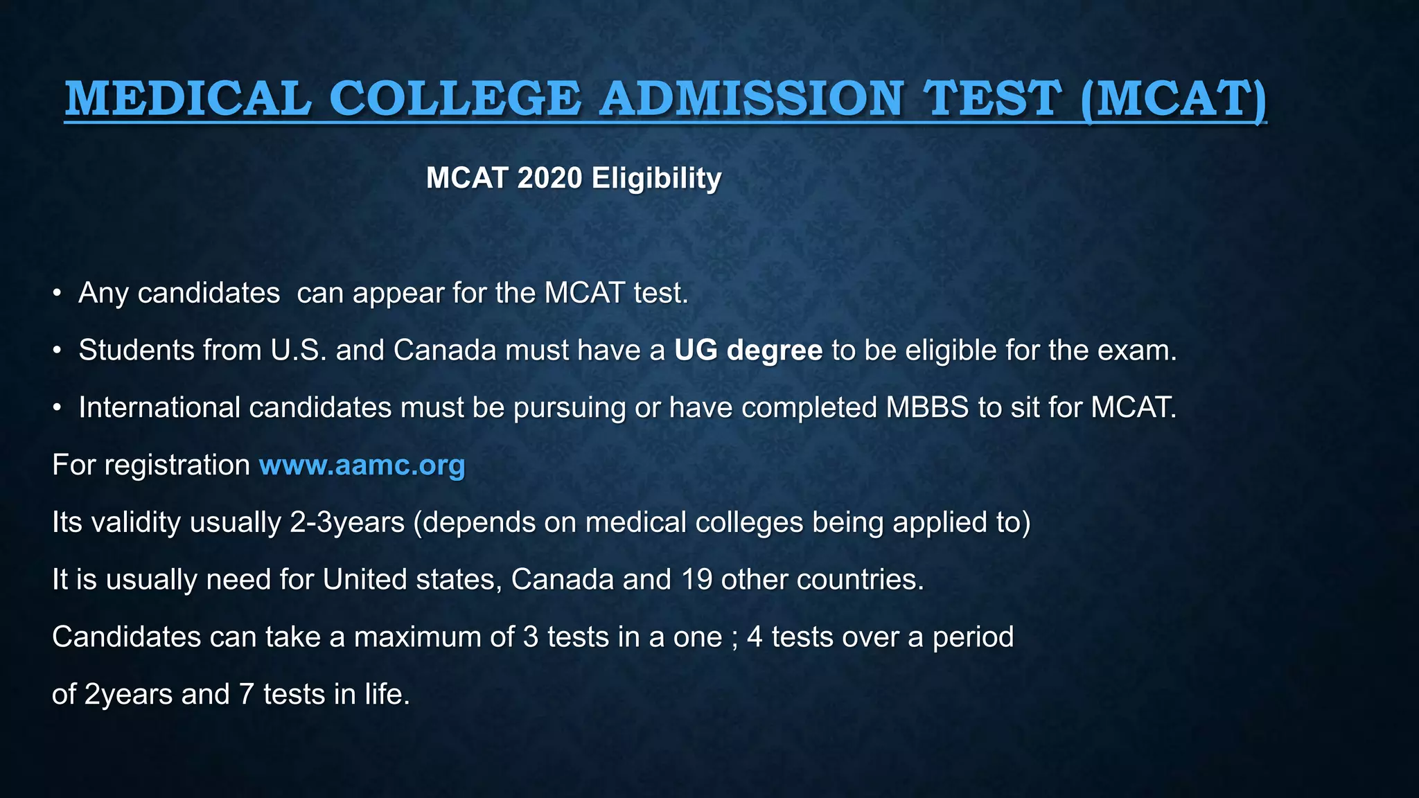 Medical College Admission Test (MCAT) | PPTX