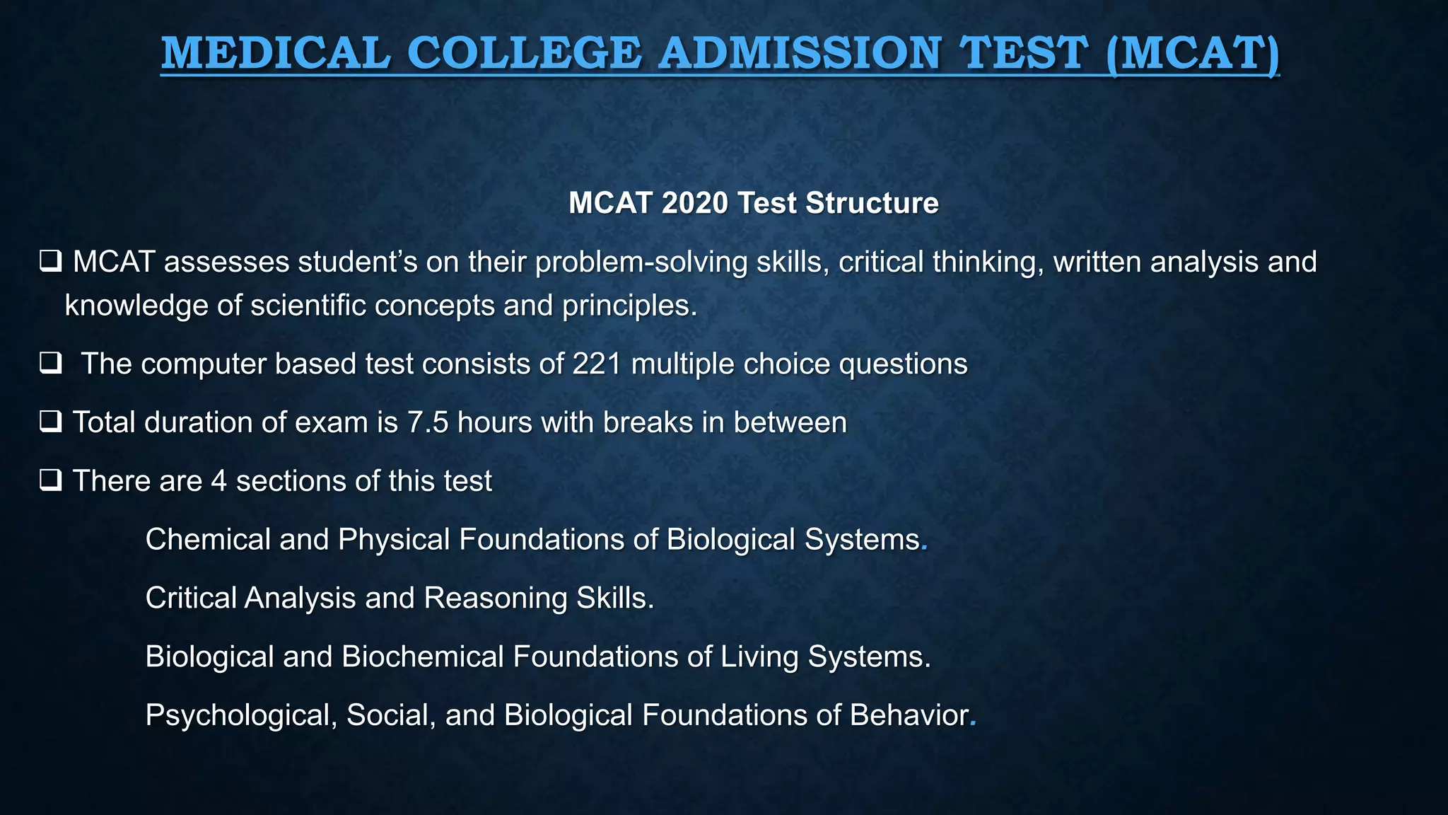 Medical College Admission Test (MCAT) | PPTX