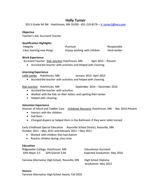 Holly Turner Resume | PDF
