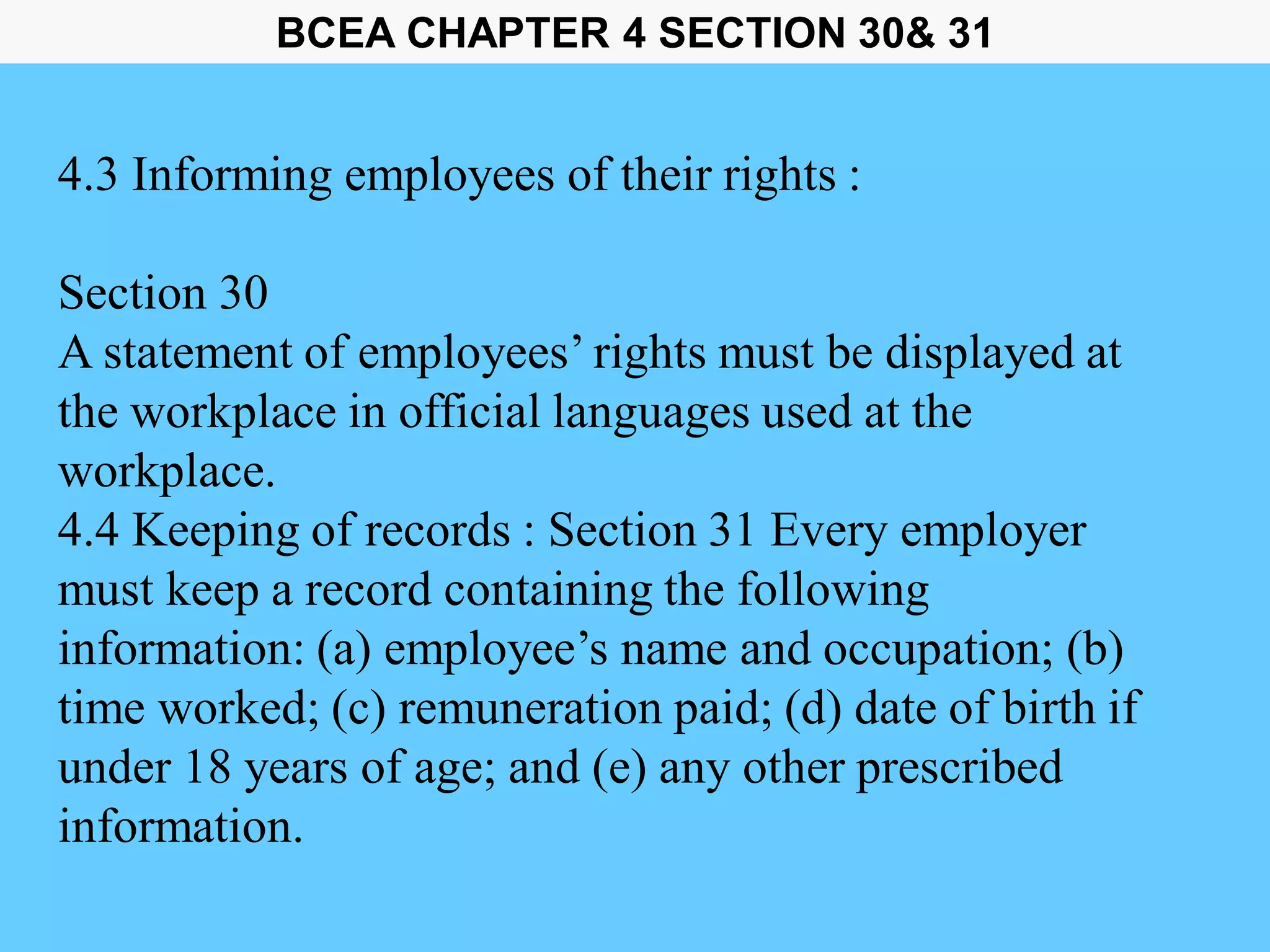 Basic Conditions Of Employment Training | PDF