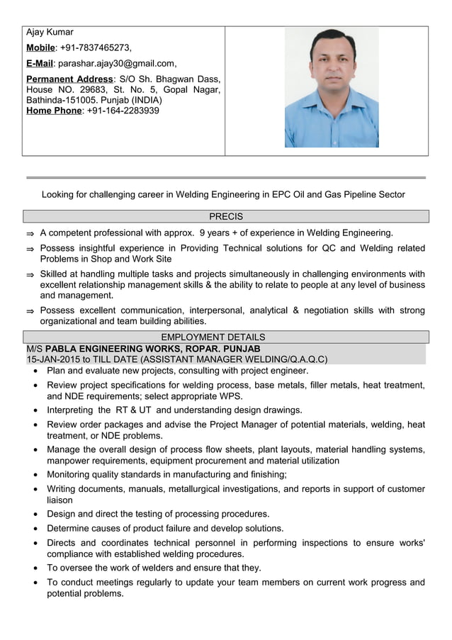 Ajay Kumar Resume | DOC
