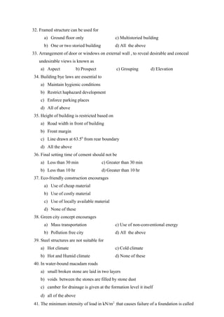 Basic Civil Engineering MCQ | DOC | Geography | Science
