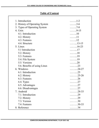 OPERATING SYSTEM AND ITS TYPES REPORT | PDF