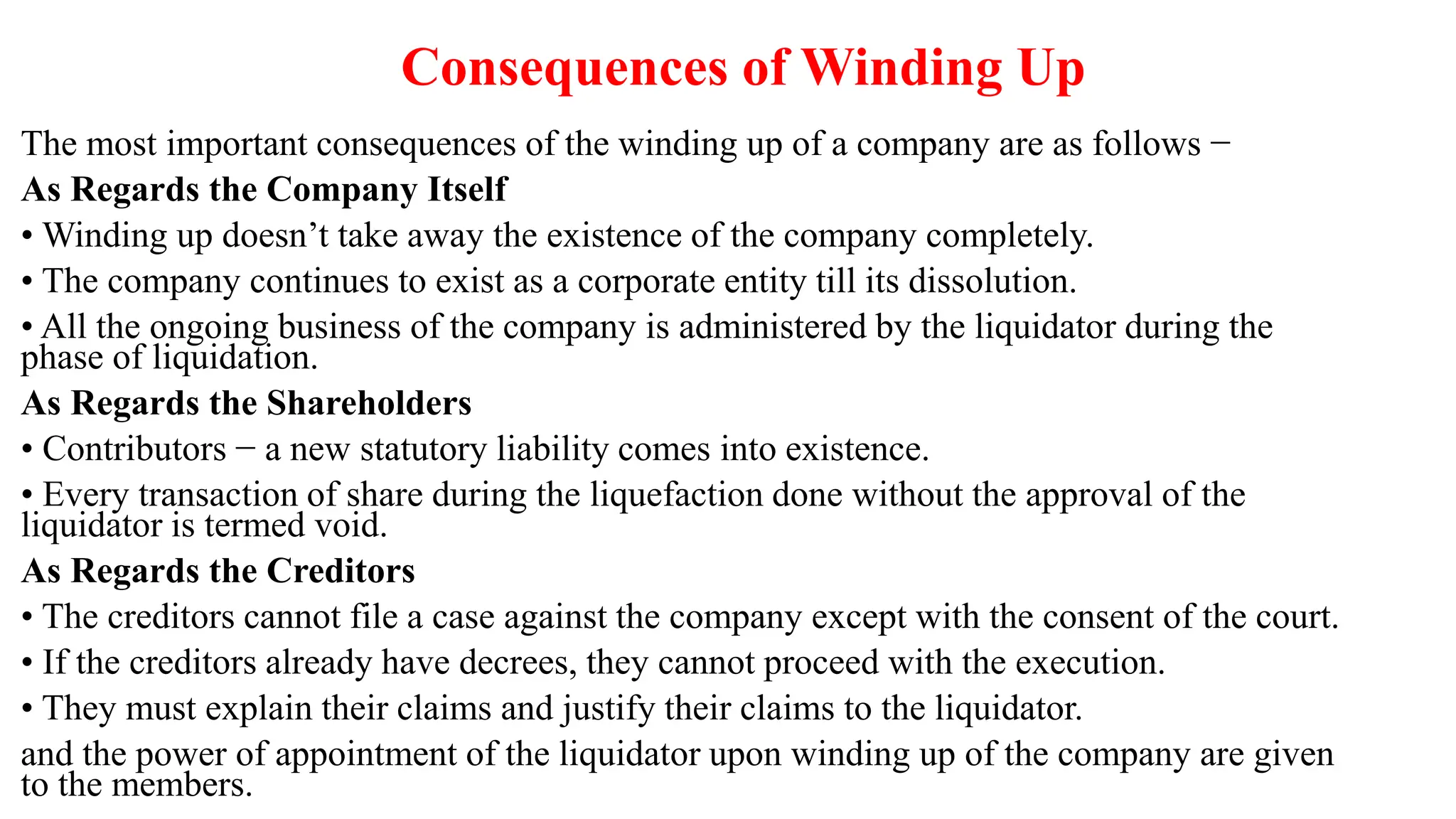 Business and Corporate environment Winding up of the company | PPT