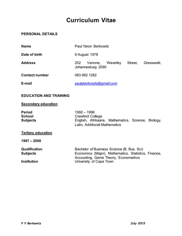 CV_Paul Berkowitz_July_2015 | DOCX | Freelance Writing | Content Production