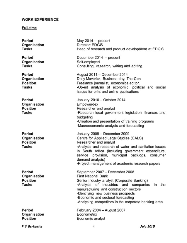 CV_Paul Berkowitz_July_2015 | DOCX | Freelance Writing | Content Production