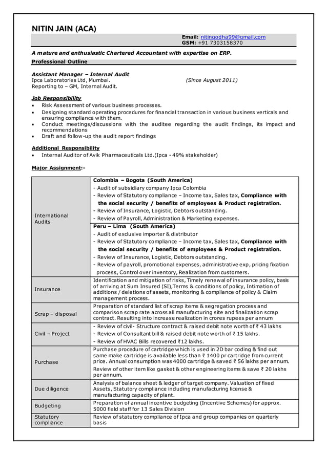 CA Nitin Jain CV | PDF