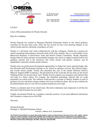 Principal-Letter of Recommendation for Wendy Edwards | PDF