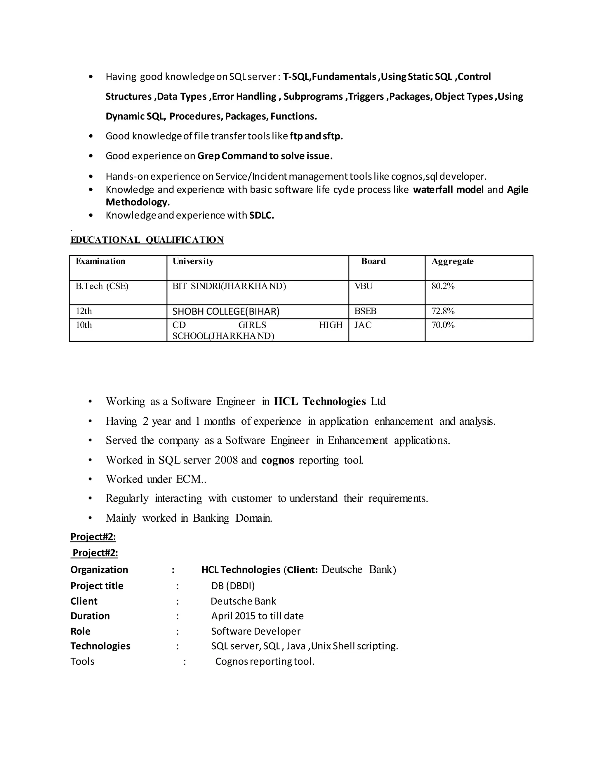 anuresume | DOCX | Databases | Computer Software and Applications