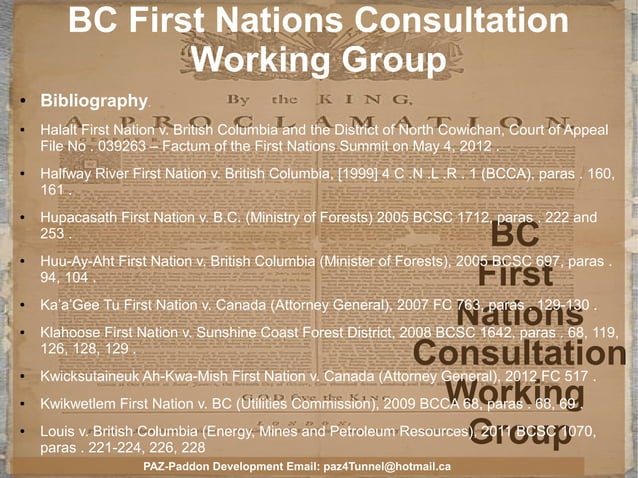 Bc first nations consultation working group | ODP
