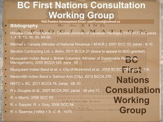 Bc first nations consultation working group | ODP