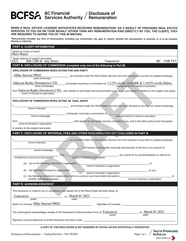 BCFSA - Disclosure of Remuneration.pdf | Real Estate Buying and Selling ...