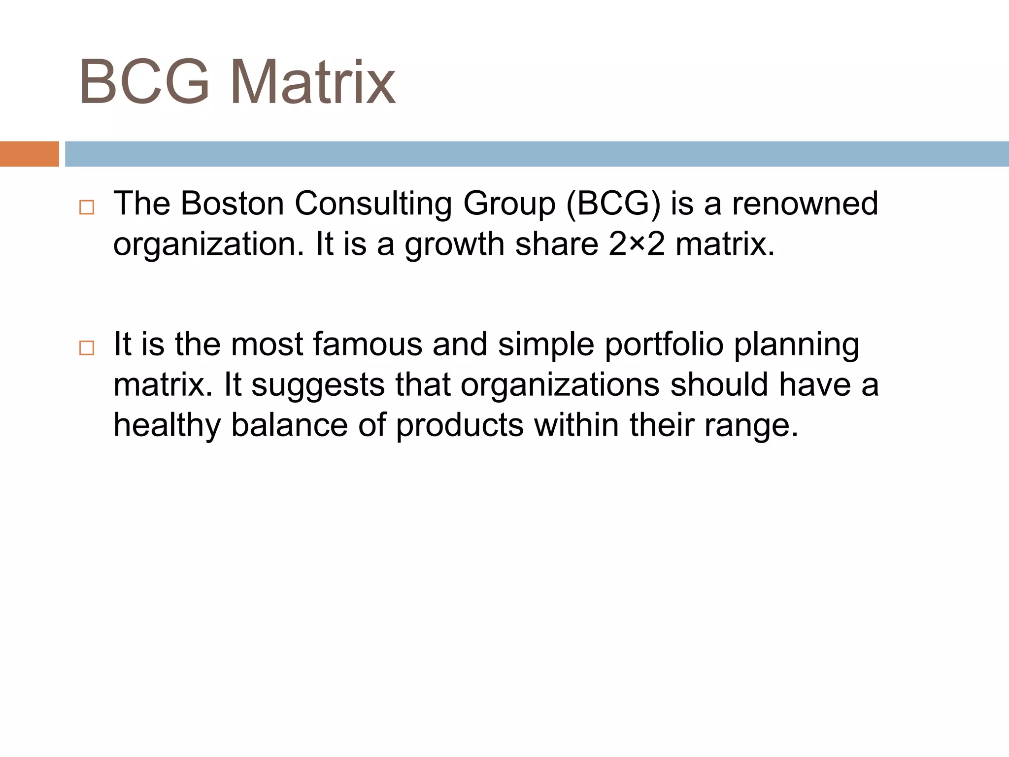 BCG Matrix 2X2 Matrix porfolio management | PPTX