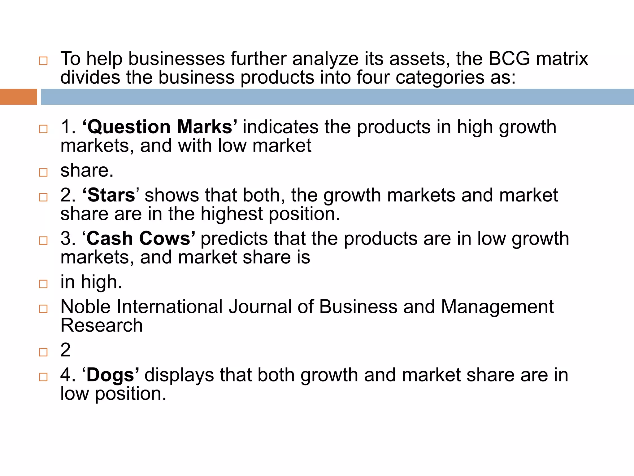 BCG Matrix 2X2 Matrix porfolio management | PPTX