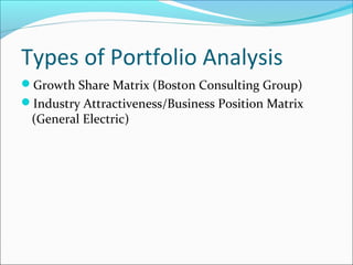Portfolio Analysis - BCG tools for analyzing opportunities | PPT