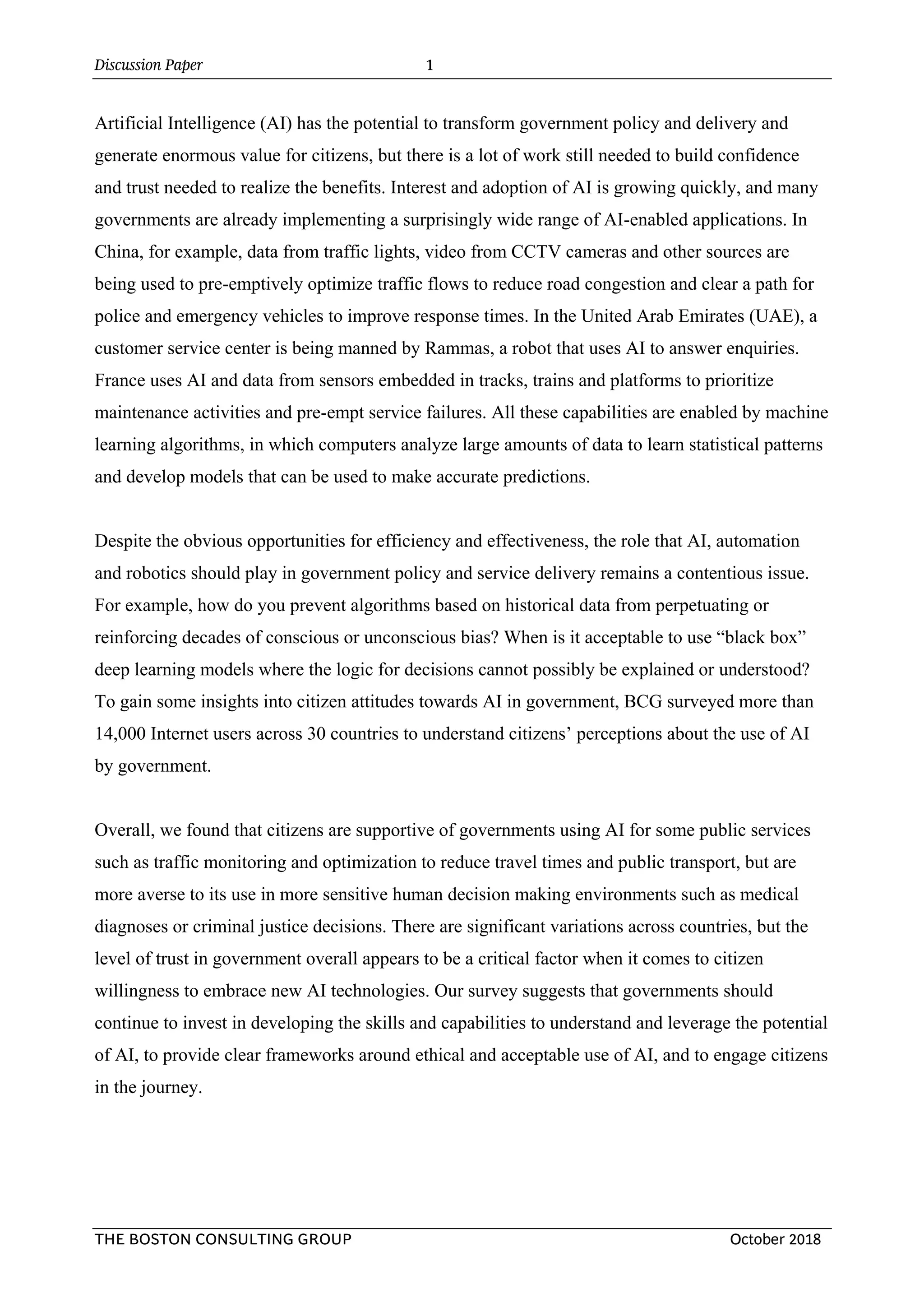 Citizens' Perspective on Use of AI in Government | 2018 BCG Digital ...