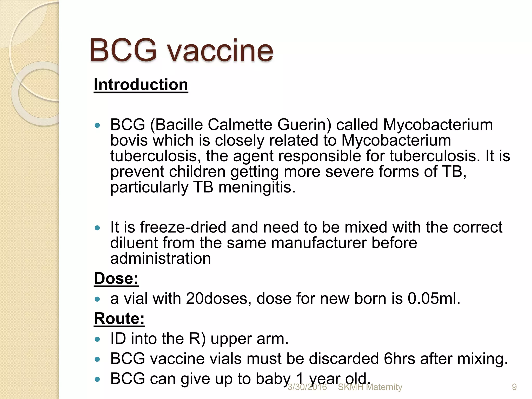 Bcg and hep b vaccination | PPTX