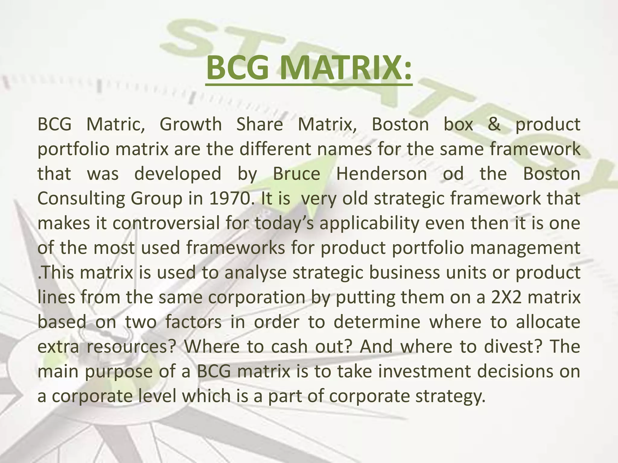 BCG MATRIX AND GE MATRIX | PPTX
