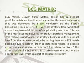 BCG MATRIX AND GE MATRIX | PPTX