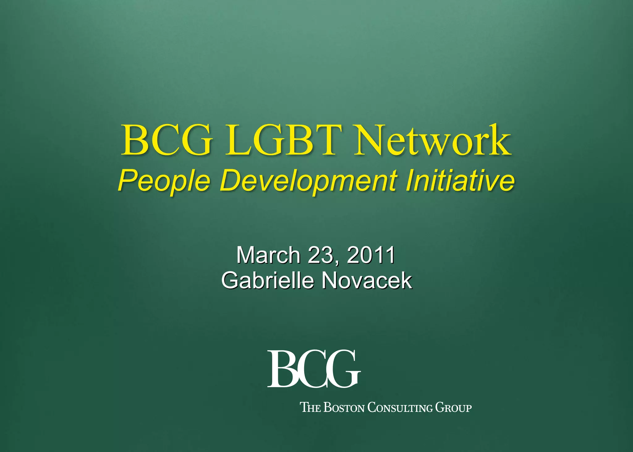 BCG Innovation Award - People Development Initiative | PDF