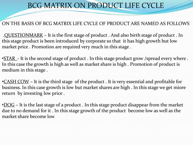 Bcg matrix and PLC | PPTX