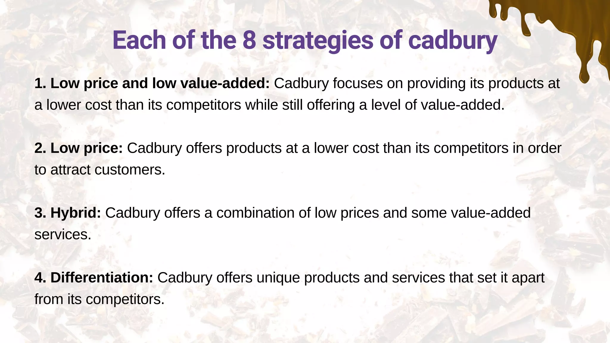 BCG matrix and Bowman’s strategic clock used strategies of Cadbury - By ...