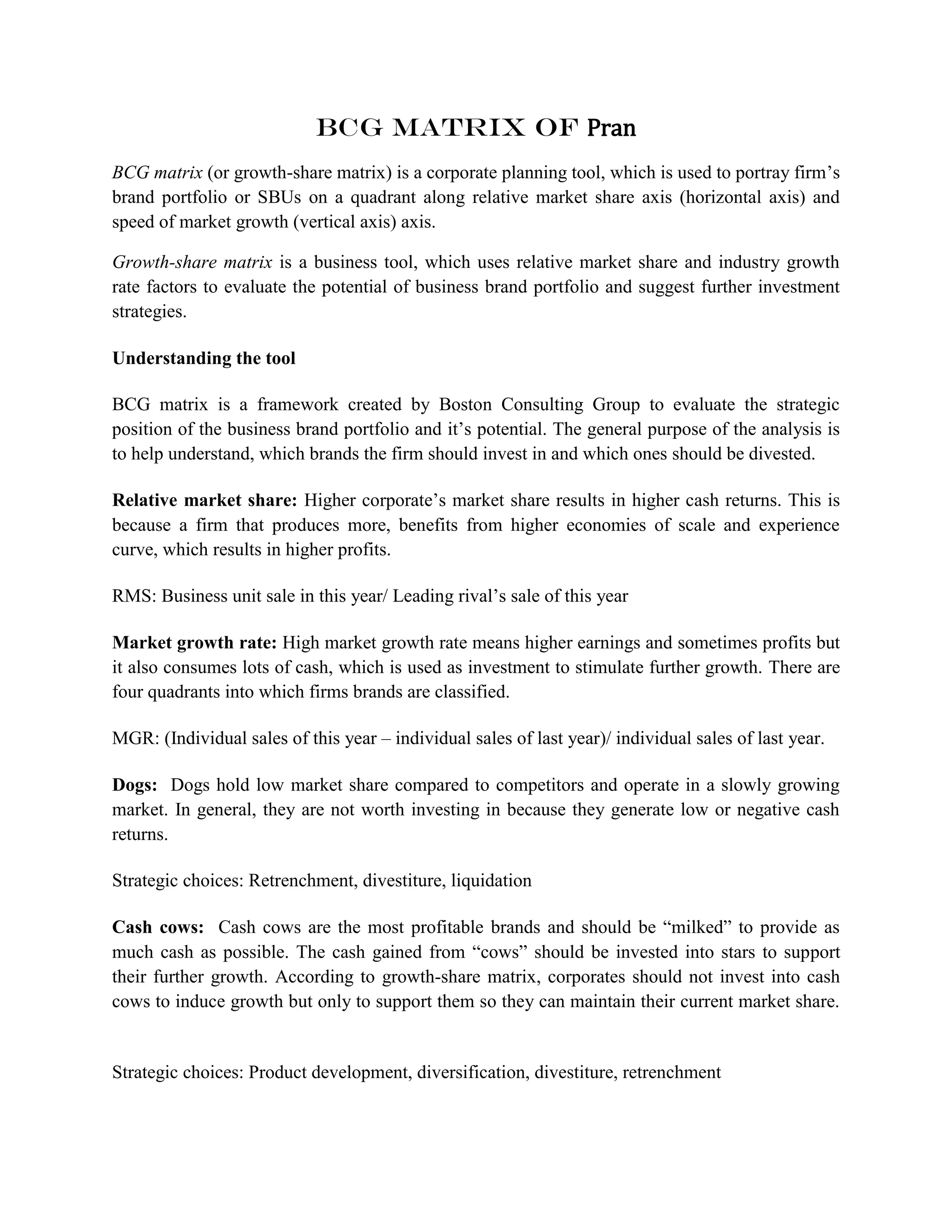 Bcg matrix of pran | PDF