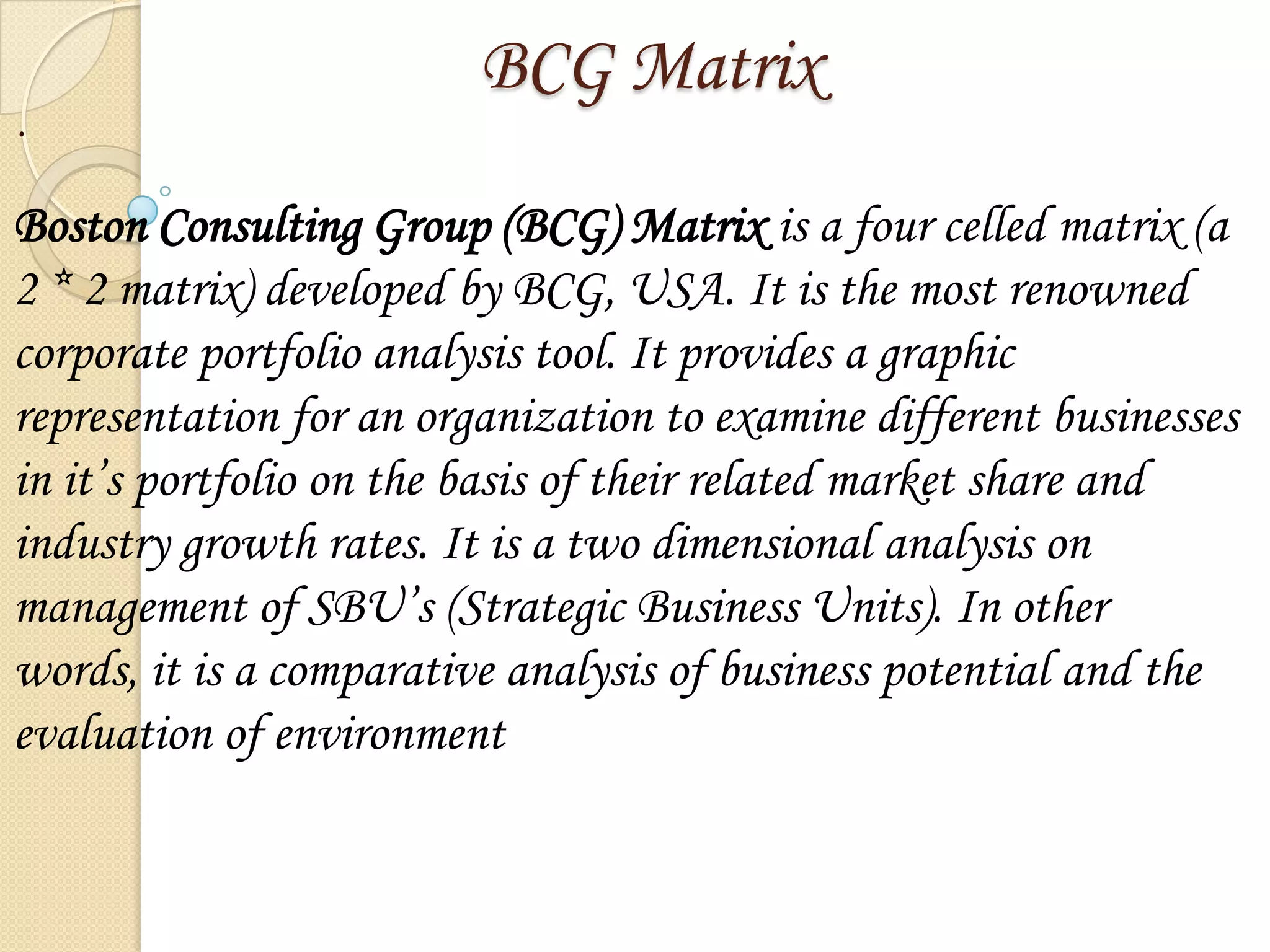 Bcg and spotlight matrix | PPTX | Management Consulting Industry ...
