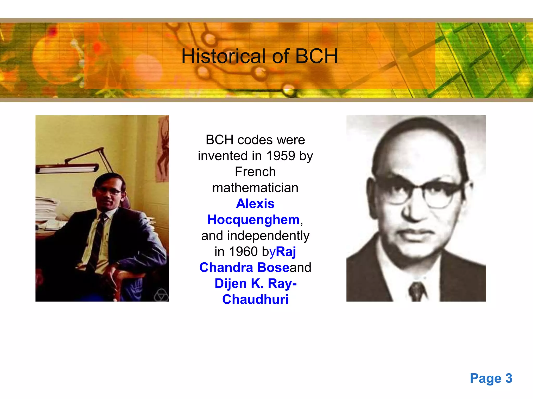 Bch Code And Decoding Bch Pptx Programming Languages Computing