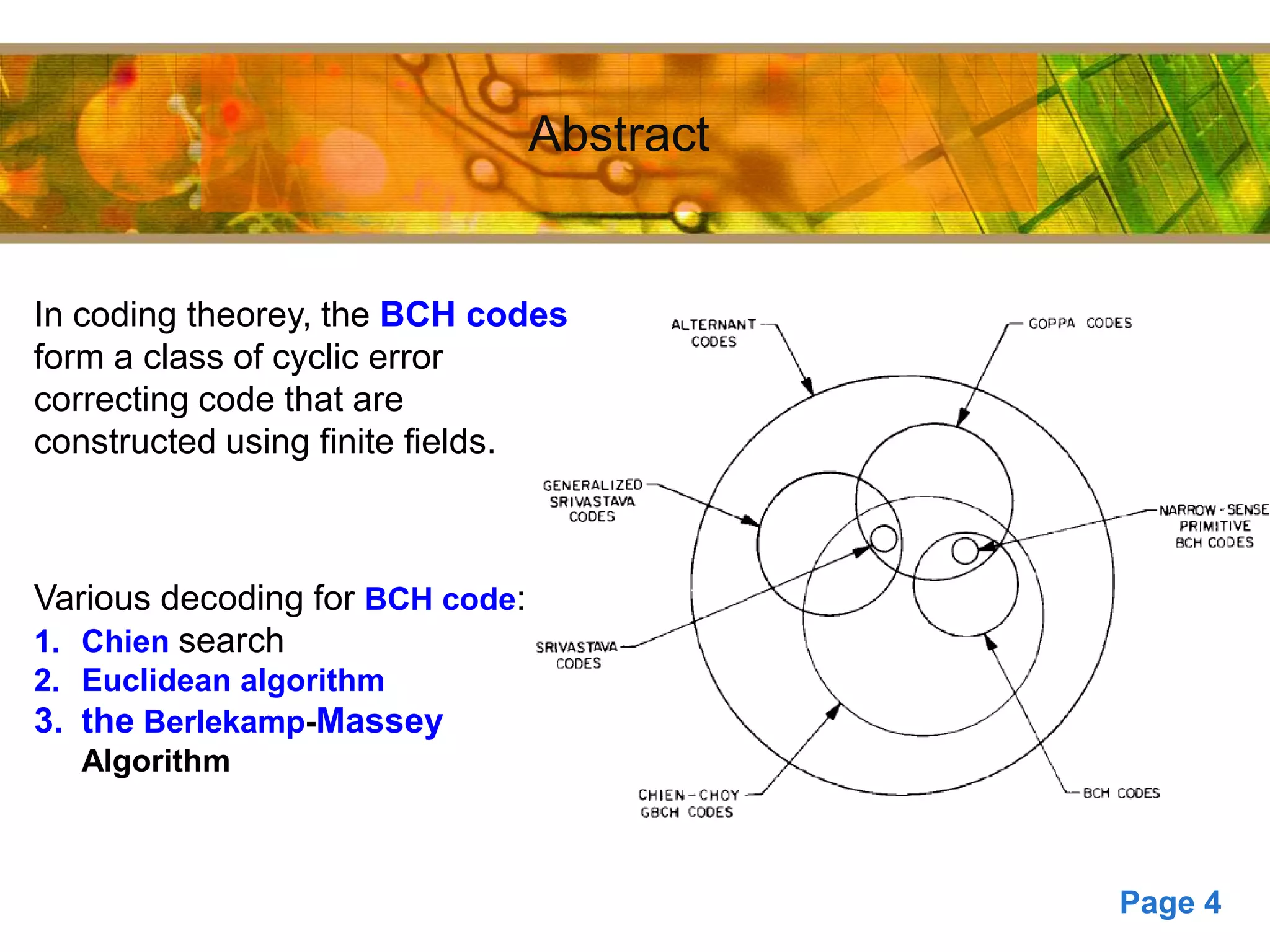 BCH CODE AND DECODING BCH | PPTX | Programming Languages | Computing