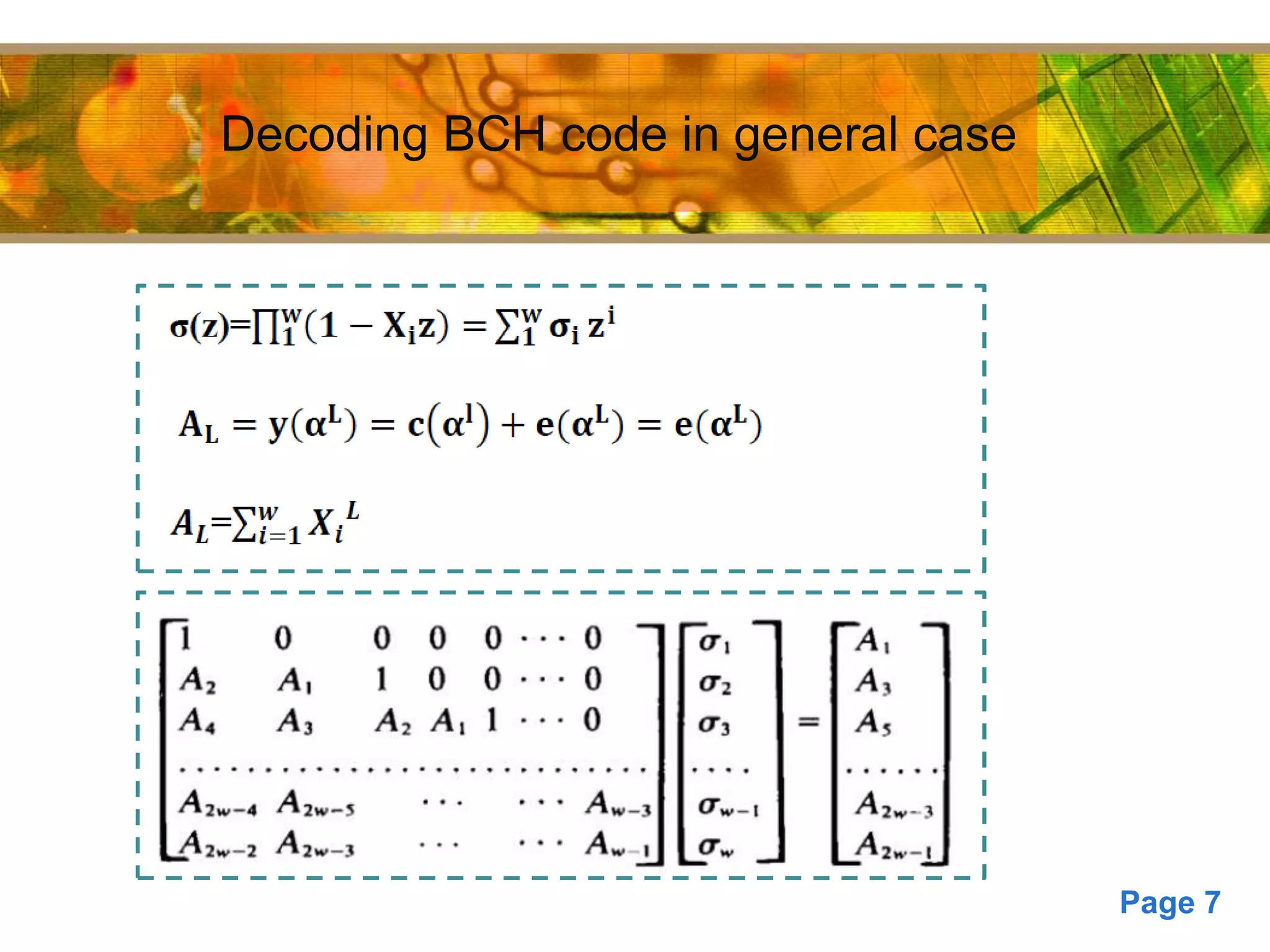 BCH CODE AND DECODING BCH | PPTX | Programming Languages | Computing