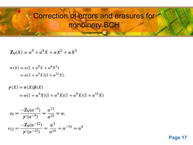 Bch Code And Decoding Bch Pptx Programming Languages Computing