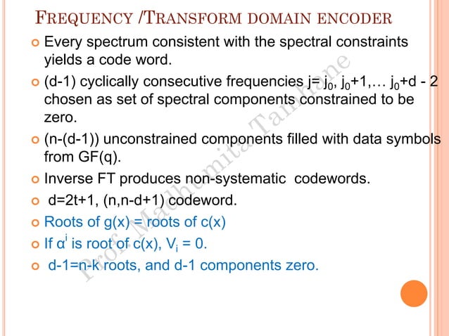 Bch and reed solomon codes generation in frequency domain | PPT