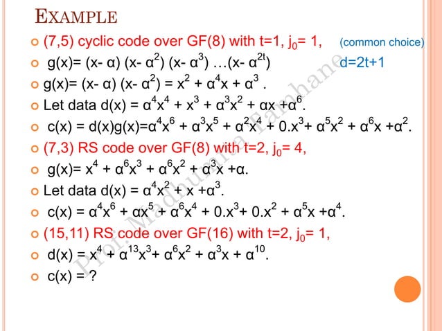 Bch and reed solomon codes generation in frequency domain | PPT