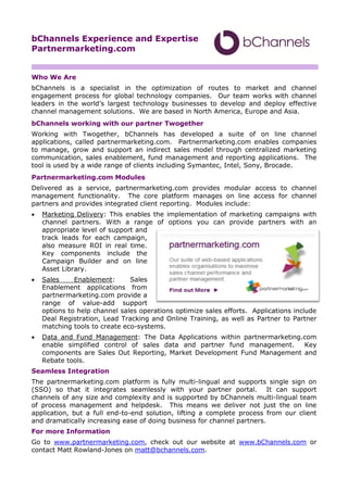 B channels experience and expertise partnermarketing | PDF