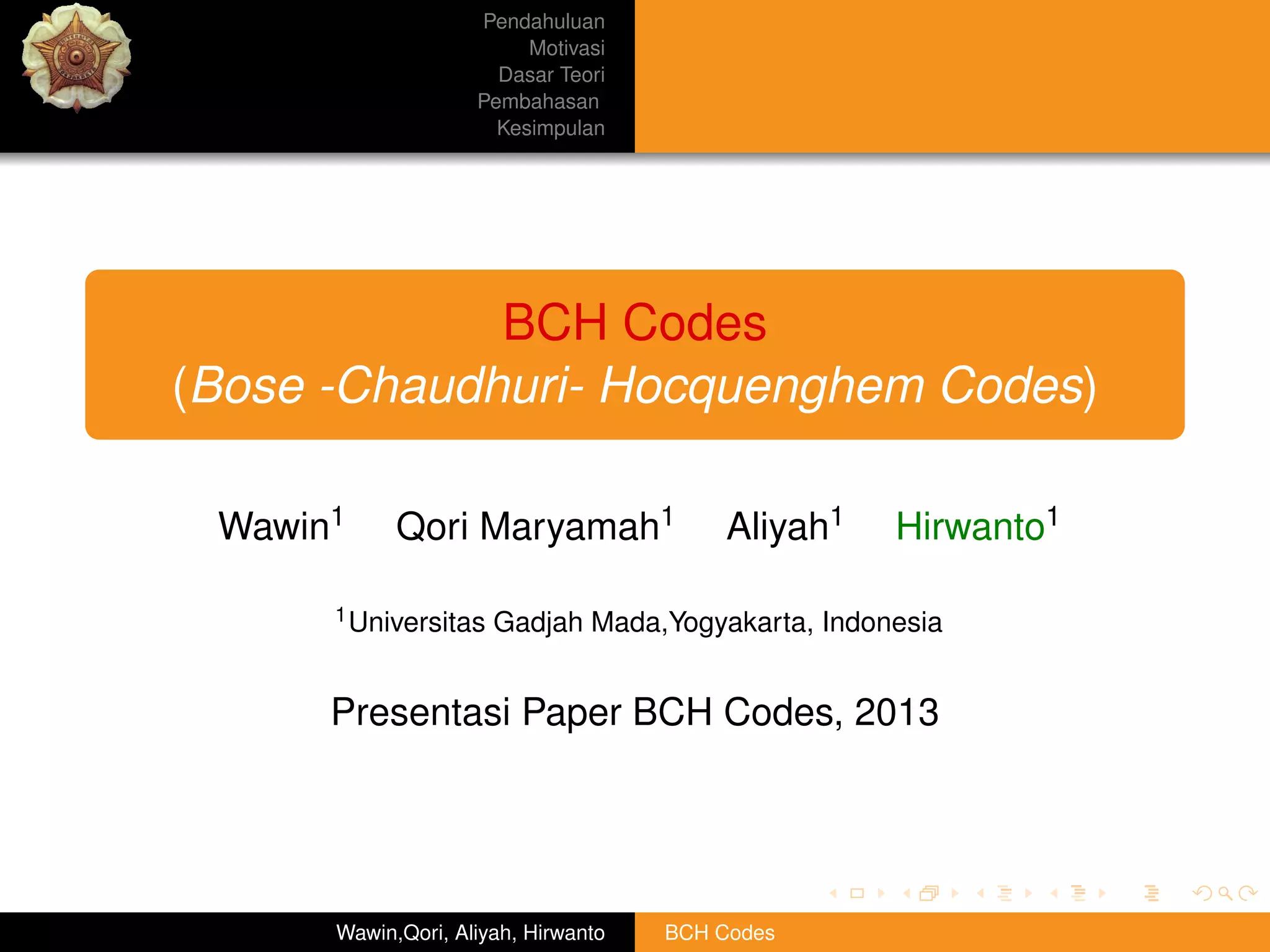 Bch codes | PPT