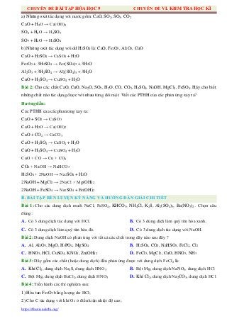 Bộ chuyên đề Hóa học Lớp 9 chất lượng | PDF