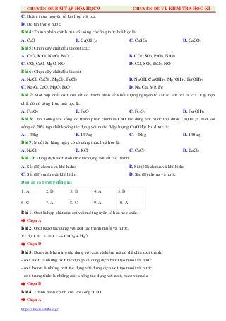 Bộ chuyên đề Hóa học Lớp 9 chất lượng | PDF