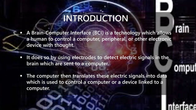 BRAIN COMPUTER INTERFACE(BCI) | PPTX | Brain and Nervous System Disorders | Diseases and Conditions