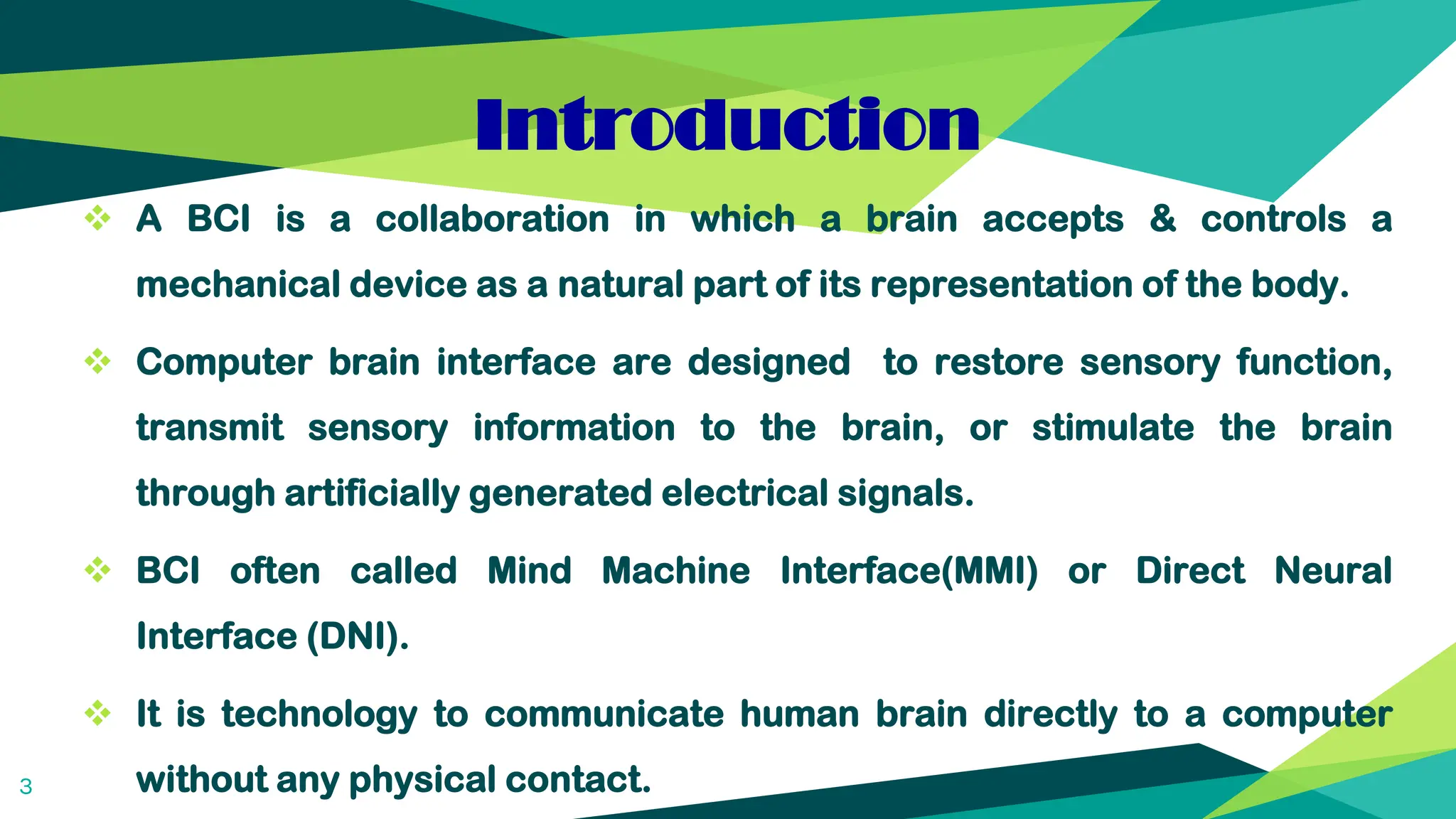 BCI is a direct Neural Interface or Brain-Machine Interface | PPTX
